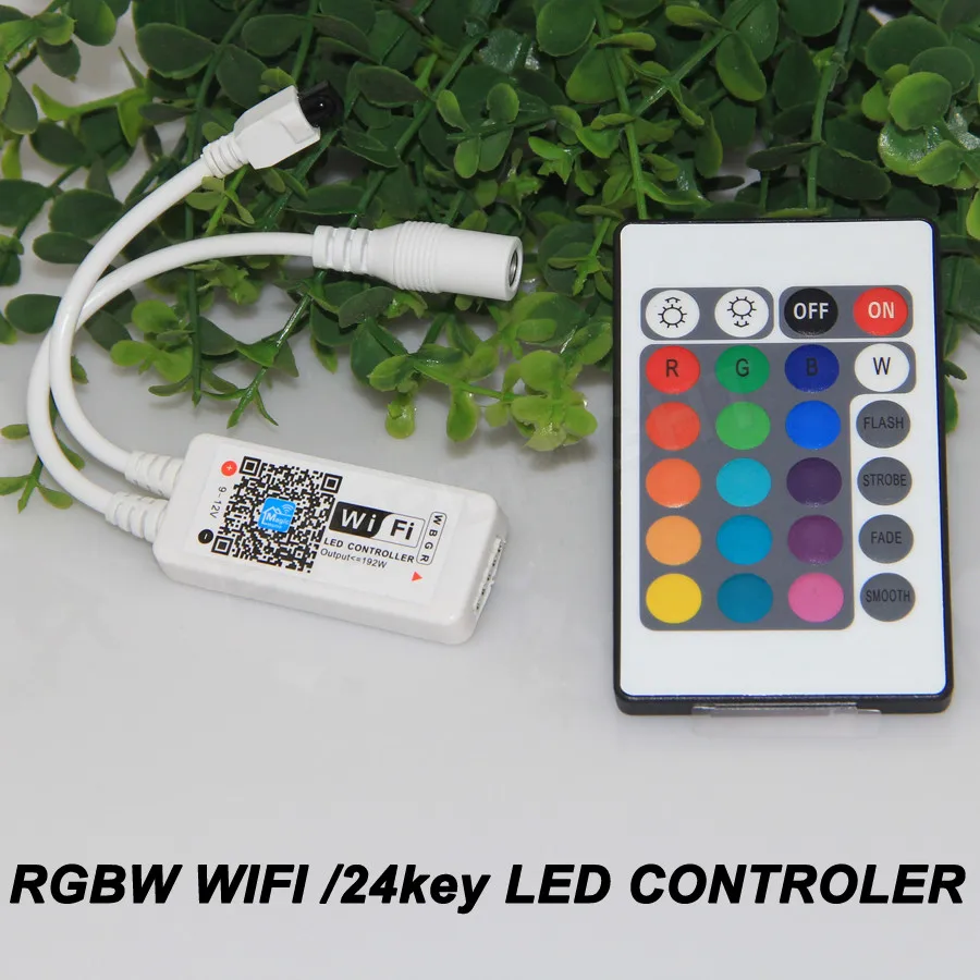 DC5 28V MIni Wifi RGBW RGB LED Controler + 24 Key IR Remote Controller ...