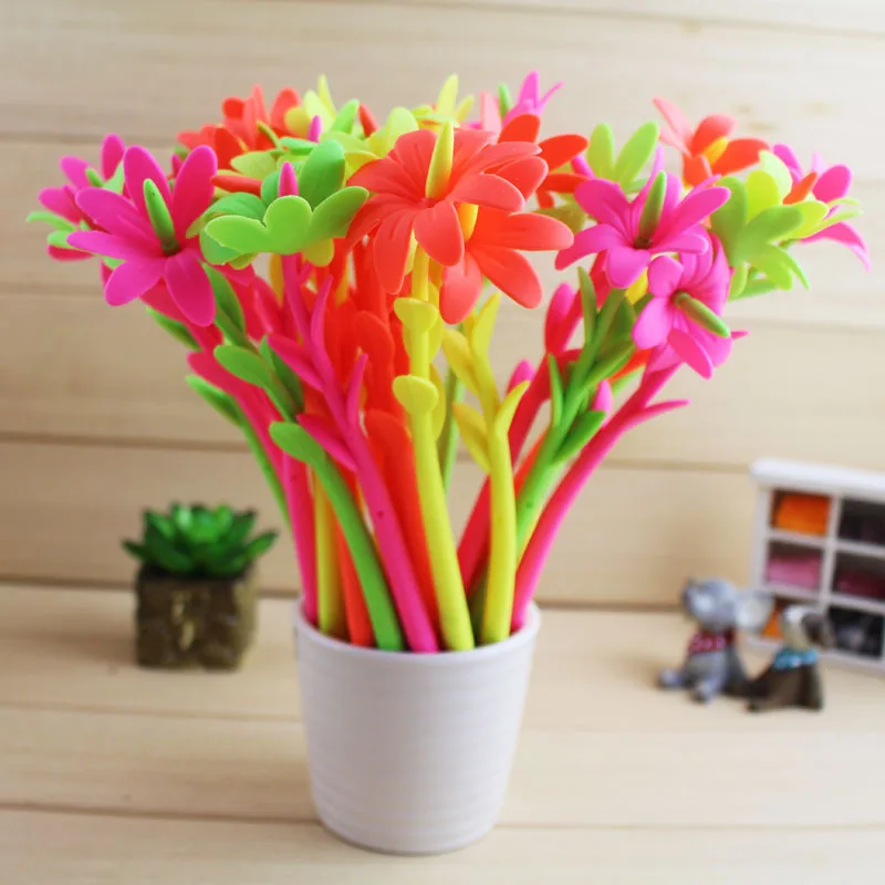 12 Pcs / Lot Special New Products Pot Flower Pen Plant Flowers Gel Pen ...