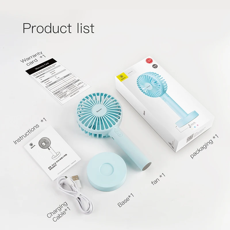 Usb גאדג'טים - Baseus 2600Amh Rechargeable Battery Fan Office Home ...
