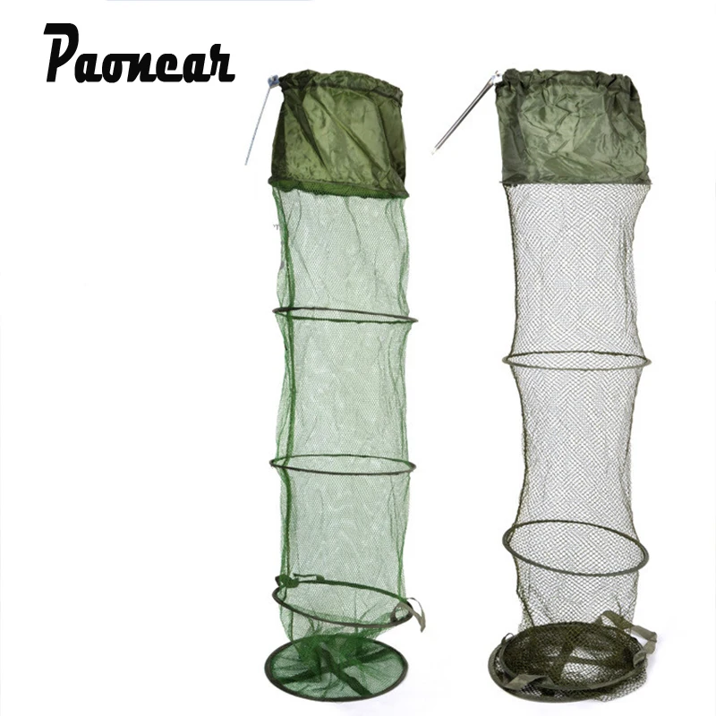 2 3mm Portable 5 Layer Round Folding Fish Shrimp Mesh Cage Cast Net ...