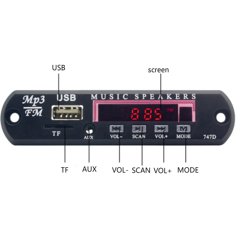 Elistooop Dc Micro Usb Power Supply Tf Radio Mp3 Decoder Board Audio ...