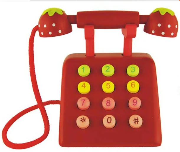 pretend play toys for baby toddlers cute pink red telephone toy wooden ...