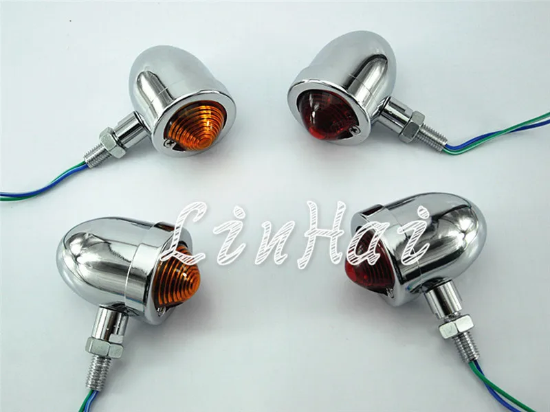 Motorcycle Chrome Bullet Turn Signal Brake Lights Blinker Fit for ...