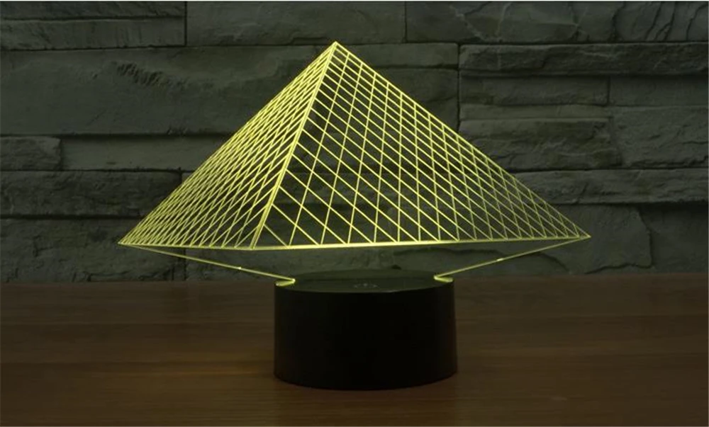 Colorful Pyramid 3D Optical Illusion lamp LED acrylic stereoscopic ...