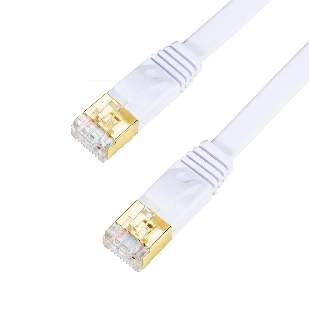 Ethernet Cable CAT7 LAN Network Cable Flat White Lan Cable Patch Cord,1 ...