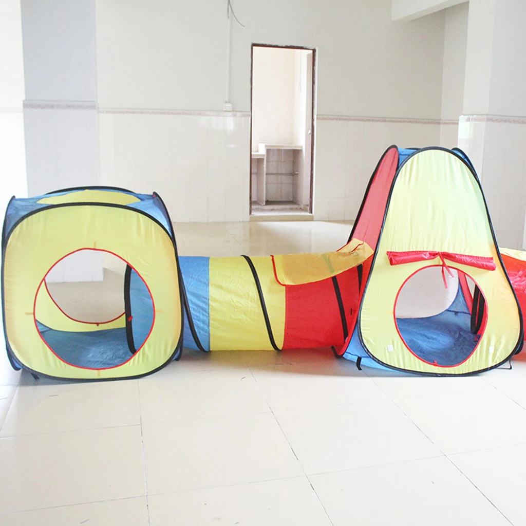 Детский домик для игр, палатка с туннелем и хижин, портативный открытый ...