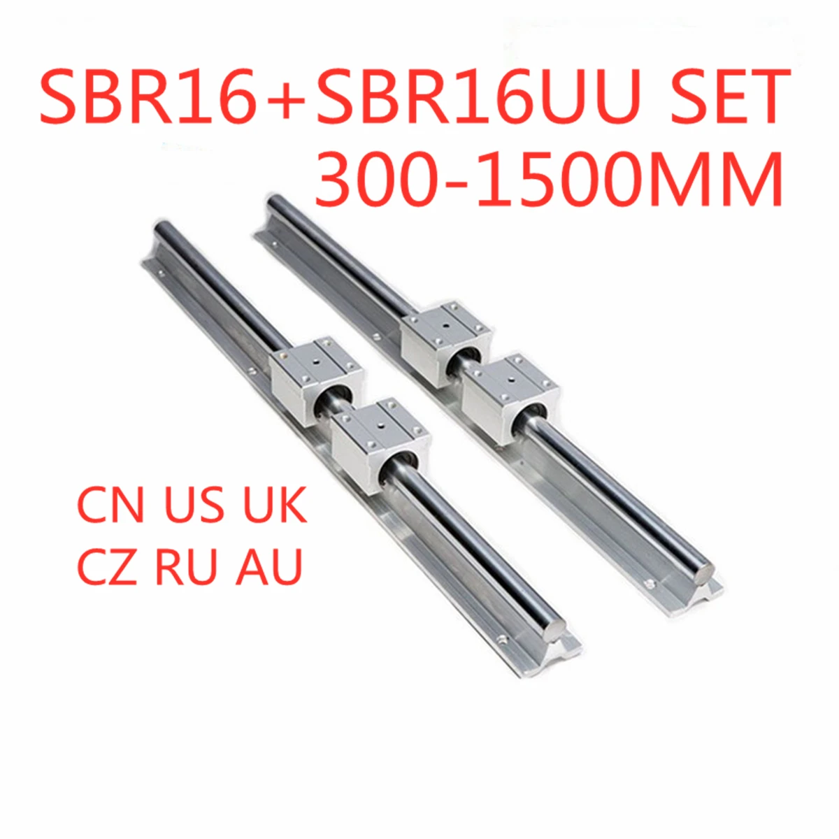 2Pcs SBR16 Linear Rail Guide 300 400 500 600 1000 1200 1500mm + 4pcs ...