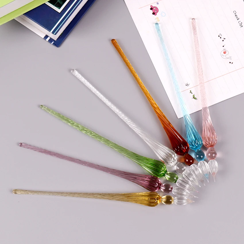 1PC Color Crystal Glass Dip Pen Signature Pen Fountain Pens Bussiness ...