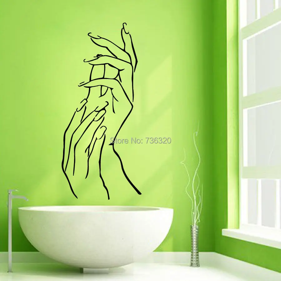 Nail Hand Vinyl Wall Decalmanicure Nails Beauty Salon Art Sticker ...