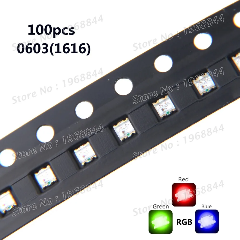 100pcs SMD 0603 (1616) RGB LED Tri Color Red Green Blue Common Anode ...