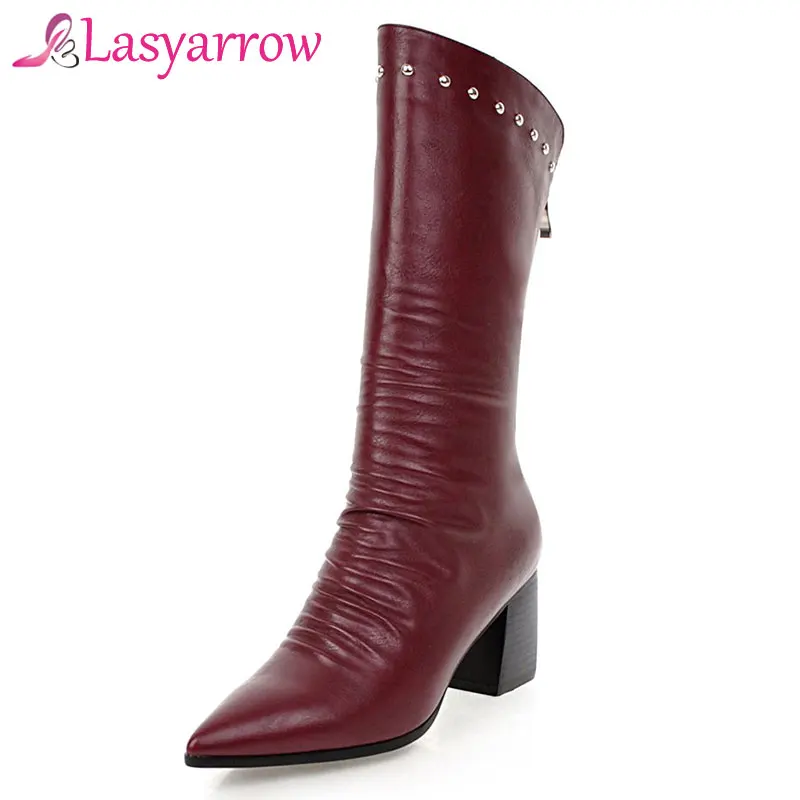 Lasyarrow Botas de punta estrecha con cremallera para mujer, botines ...