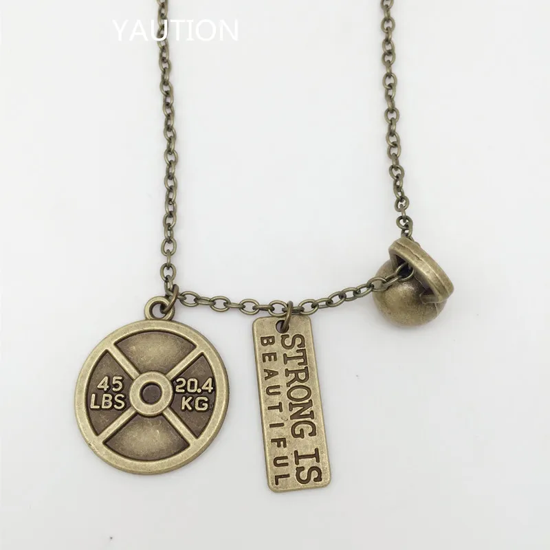 New 45Lbs Weight Plate &STRONG IS BEAUTIFUL&kettlebell &necklace ...