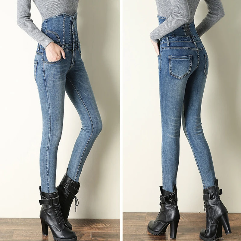 2021 Super High Waist Jeans For Women Push Up Jeans Plus Size Black ...