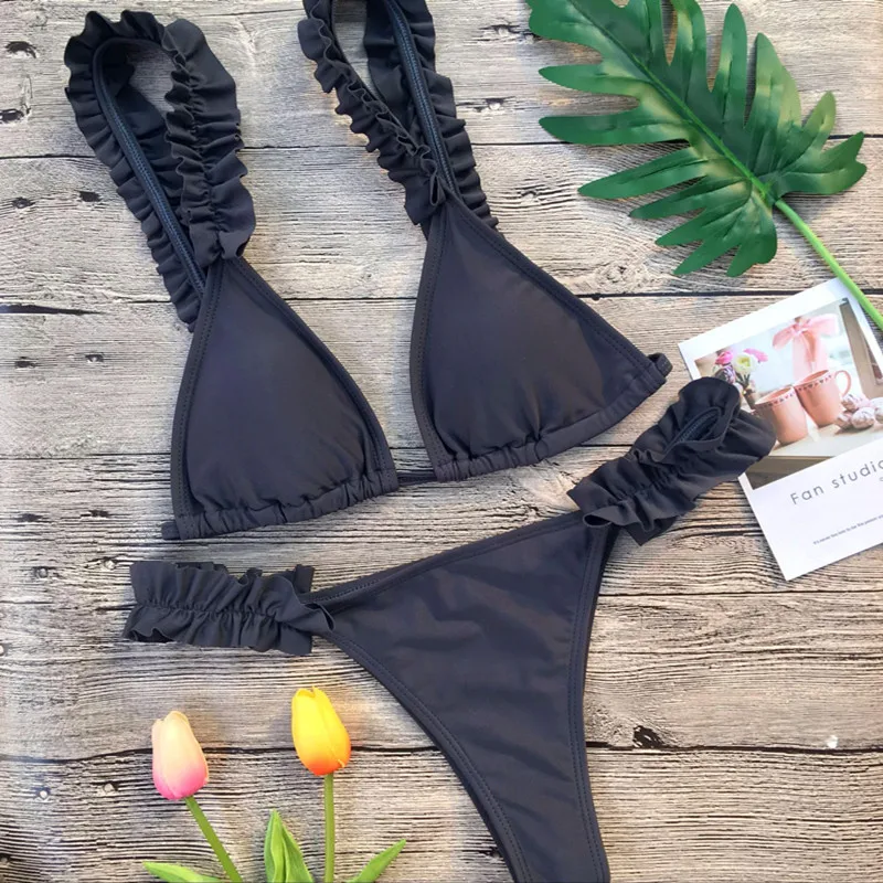 Sexy Lace bikinis 2019 mujer Swimwear Women Bikini Set Yellow Swimsuit ...