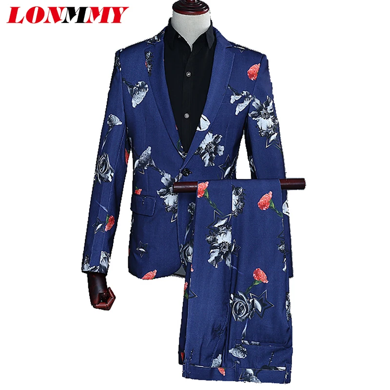 LONMMY Men suits for wedding tuxedos Formal Wear flower 2 pieces jacket ...