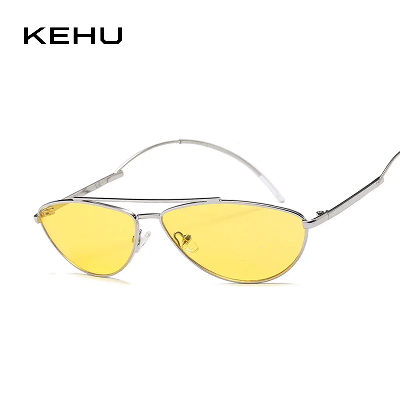 KEHU Women Brand Cateye Sunglasses Alloy Frame Sun Glasses Curved ...