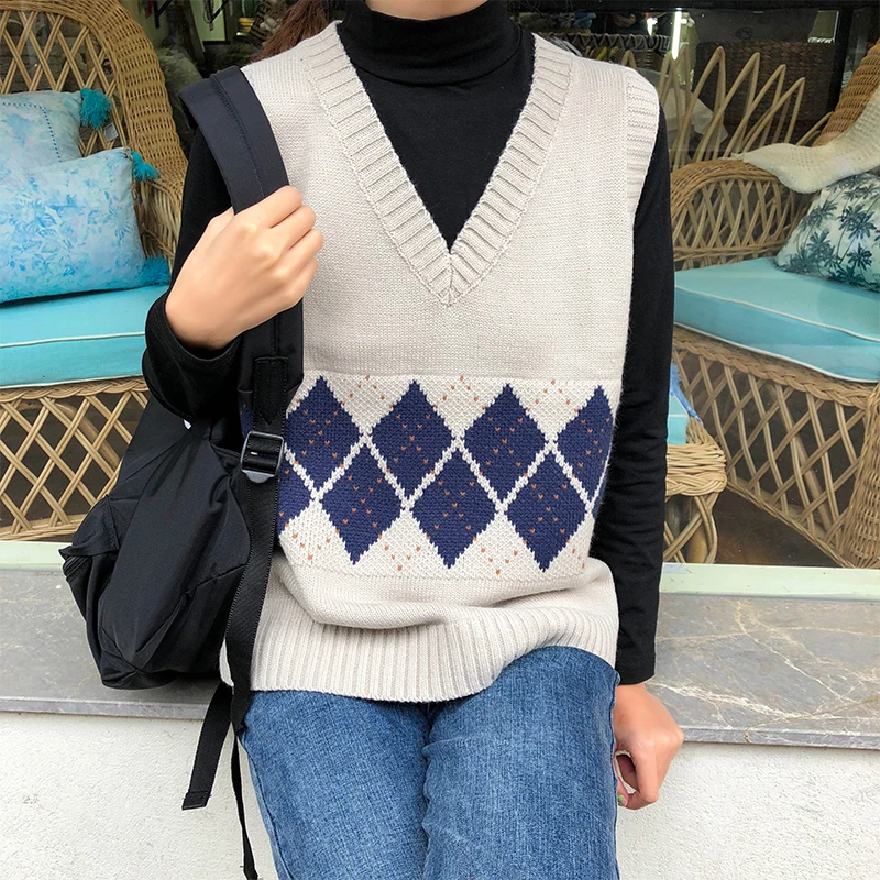 2 colors 2018 spring and autumn korean style knitted sleeveless sweater ...