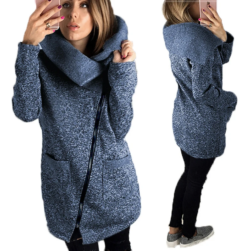 Buy Autumn Winter Zipper Pockets Hoodies Ladies