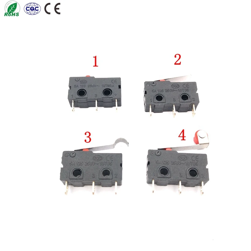 100 Pcs Mini Micro Limit Switch 3pins 5A 125~ 250V 10T85 SPDT Snap Action