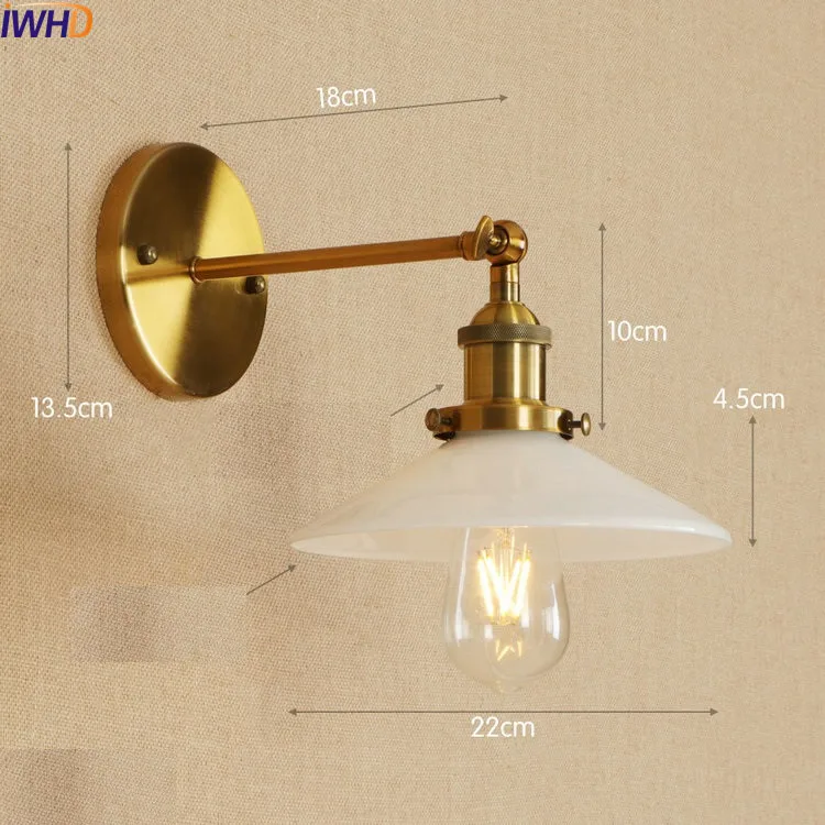IWHD Glass Gold Wall Lamp Vintage LED Edison Style Home Lighting ...
