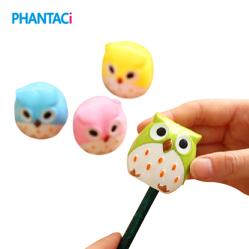 4 pcs/lot Korean Cute Plastic Owl Design Pencil Sharpener Lovely ...