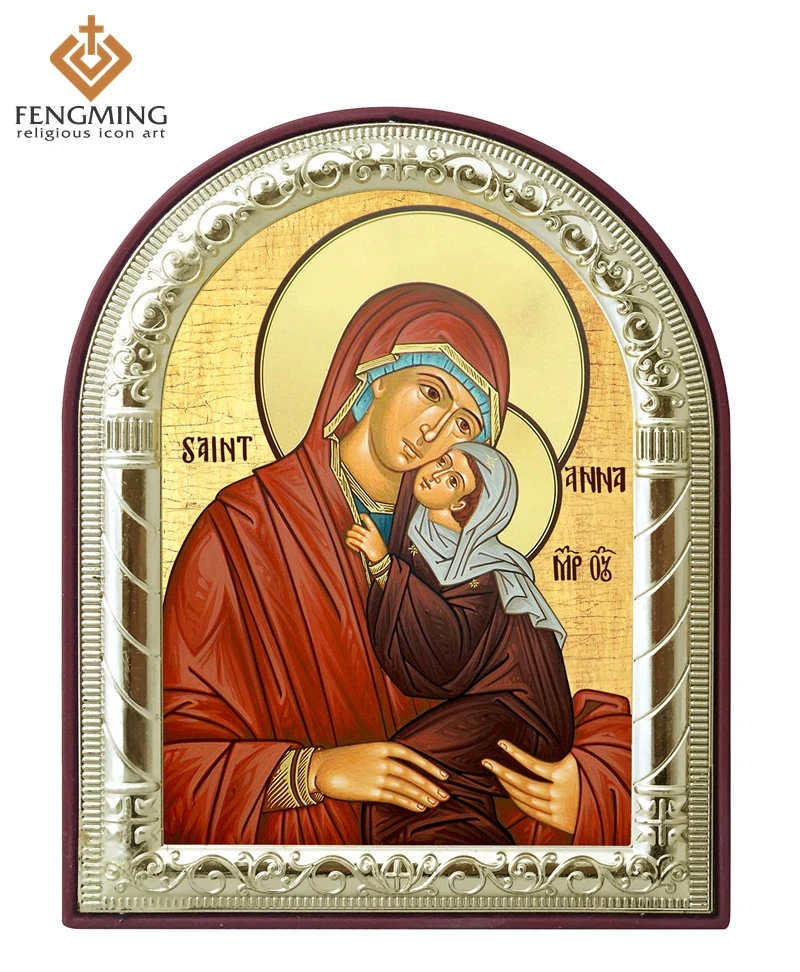 Plastic-frame-greek-orthodox-icon-saint-Anna-metal-silver-gold ...