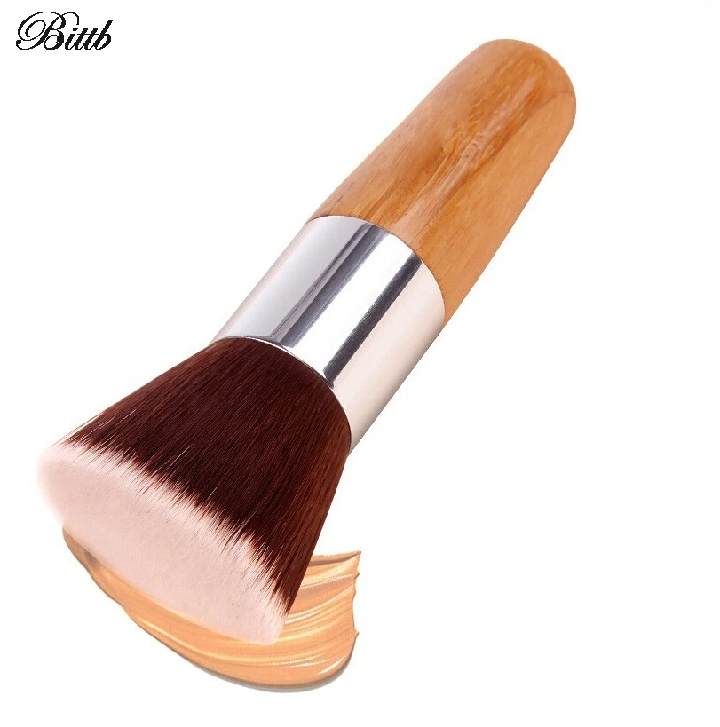 Bittb 1 Pcs 프로페셔널 플랫 메이크업 브러쉬 파우더 파운데이션 블러쉬 브러쉬 컨실러 컨투어 가부키 메이크업 브러쉬 도구