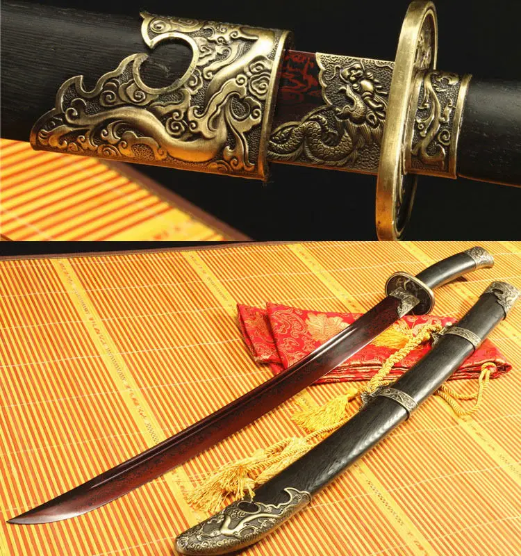37' FOLDED STEEL RED BLADE ROSE CHINESE DRAGON SWORD QING DAO|dragon ...