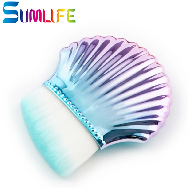 GUJHU I1Pcs Shell Foundation Makeup Brush Angle Round Flat Top Power ...