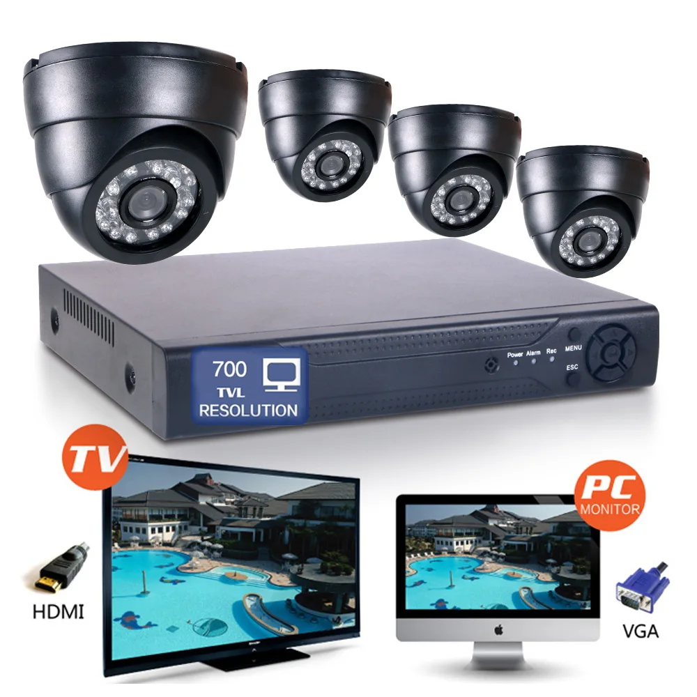 1/4" CMOS 8CH Full D1 H.264 Surveillance HDMI DVR 700TVL 24IR Led 3.6mm ...