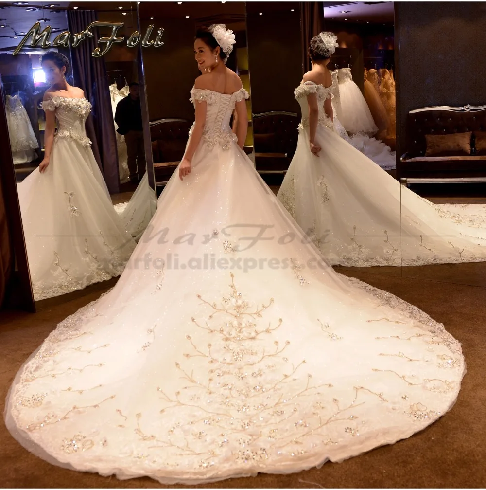 Marfoli Роскошные свадебные платья высокого класса с бисером и кружевом ...