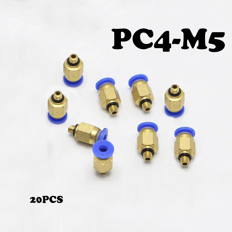 PC4 M5 20pcs/ 4mm straight through the m5 pneumatic tube fittings.-in ...
