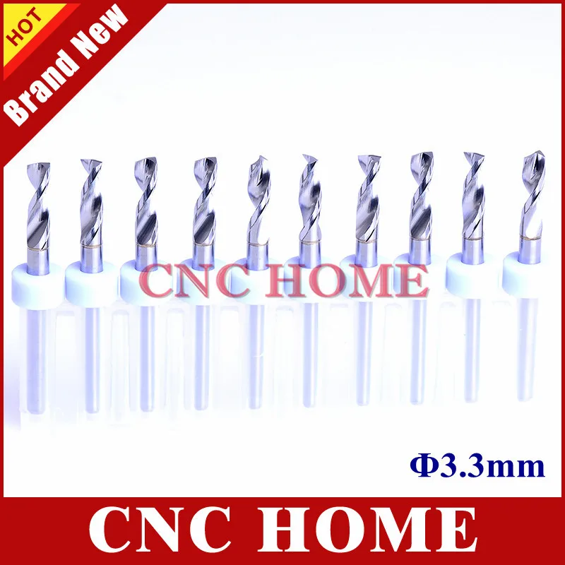 10pcs/lot 3.3mm pcb drill bits, 3.175mm shank cnc end mills, carbide ...