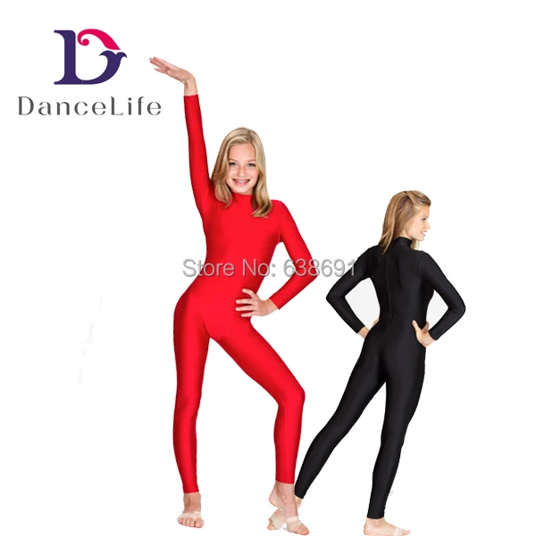 C2620 ballet dance unitards, child high neck unitard with long sleeve ...