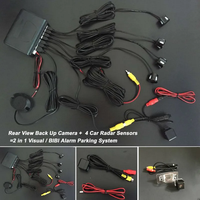 Car Parking Sensor Reverse Backup Radar 4 Sensors Auto Detection System ...