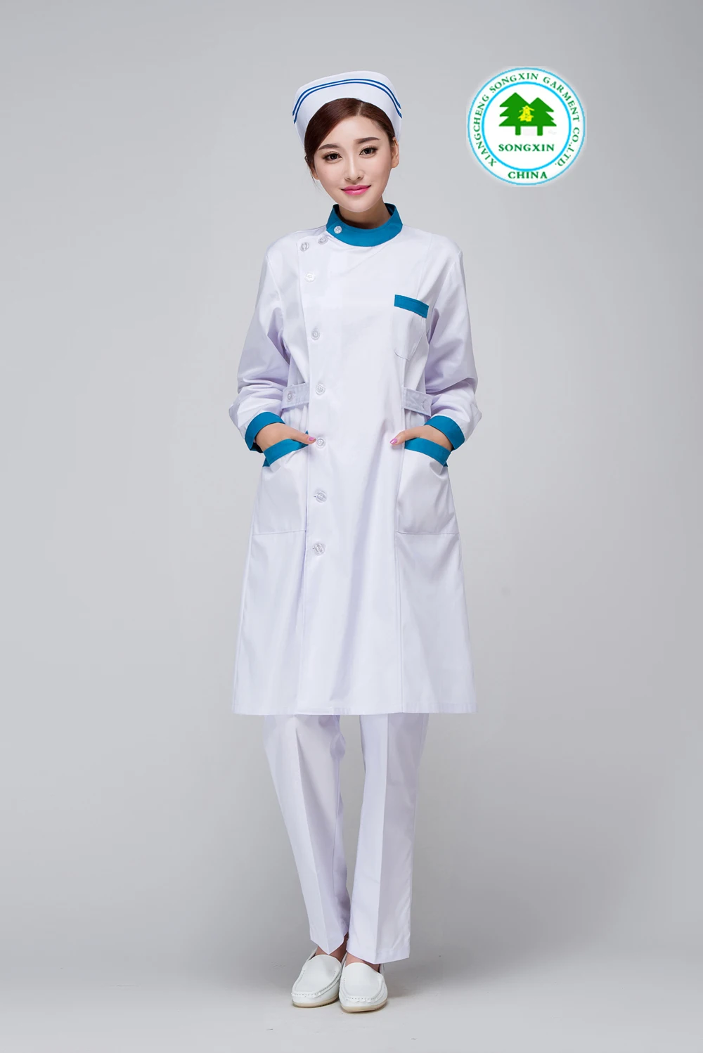 Free Shipping OEM nurse uniform hospital doctor nurse long sleeve long ...