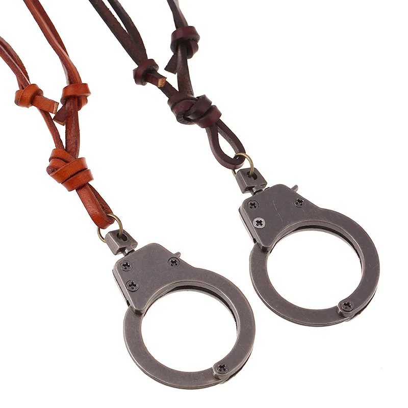 Cuff Vintage Ethnic Long Sweater Chain Brown Genuine Leather Pendant ...