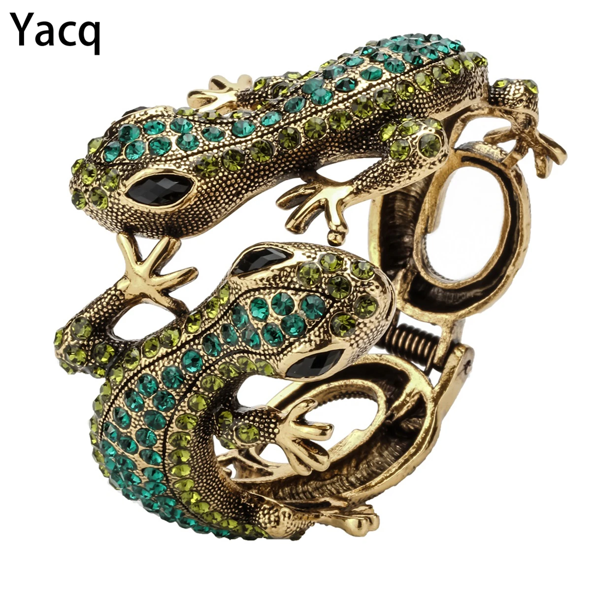YACQ Gecko Bangle Bracelet Antique Gold Silver Color Animal Bling ...