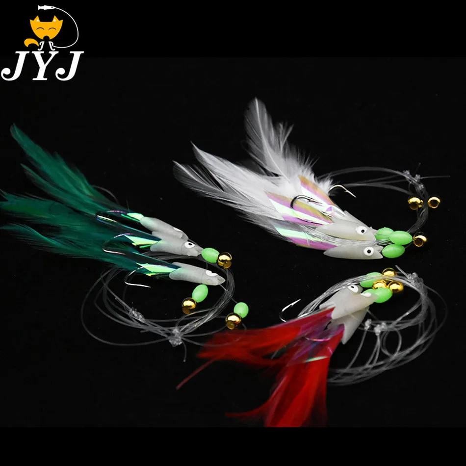 2-bags-Hook-size-No-8-9-10-sabiki-rigs-luminous-fish-head-feather-tail ...