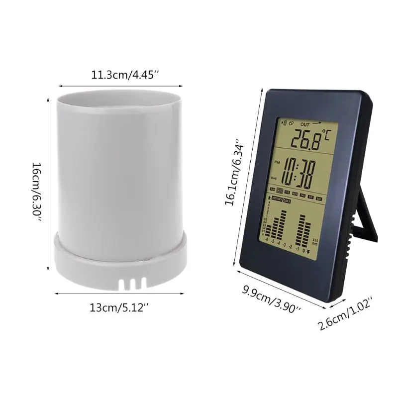 Wireless Digital Rain Gauge Weather Station Indoor Outdoor Thermometer ...