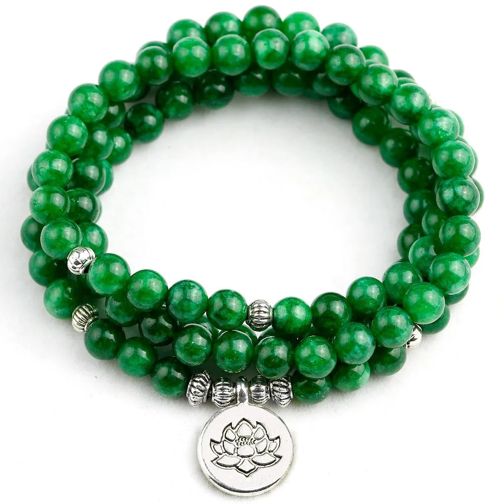 Women-s-Matte-Greenstone-108-Mala-6MM-Beads-Bracelet-or-Necklace-High ...