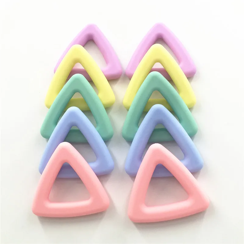 Chenkai 10pcs Bpa Free Silicone Triangle Teether Beads Baby Pacifier ...