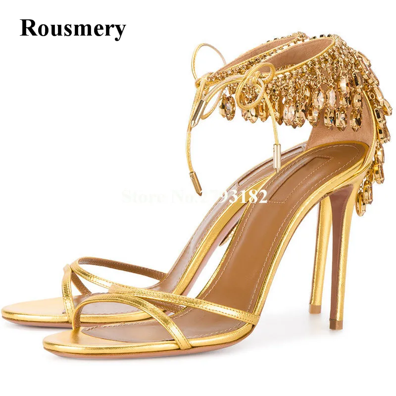 Ladies-New-Design-Women-Fashion-Diamond-Gold-High-Heel-Sandals-Ankle ...