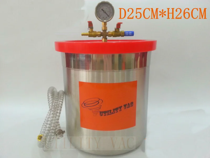 3 Gallon 250MM 9.8" Stainless Steel Vacuum Degassing Chamber, Acrylic ...
