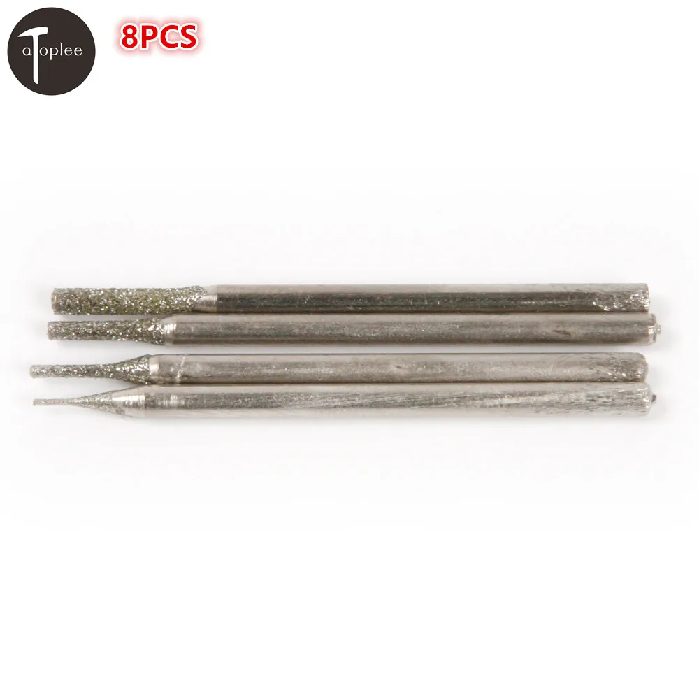 8Pcs 0.4mm 1.0mm 1.4mm 2.0mm Plated Diamond Drilling Needle 80# Grit ...