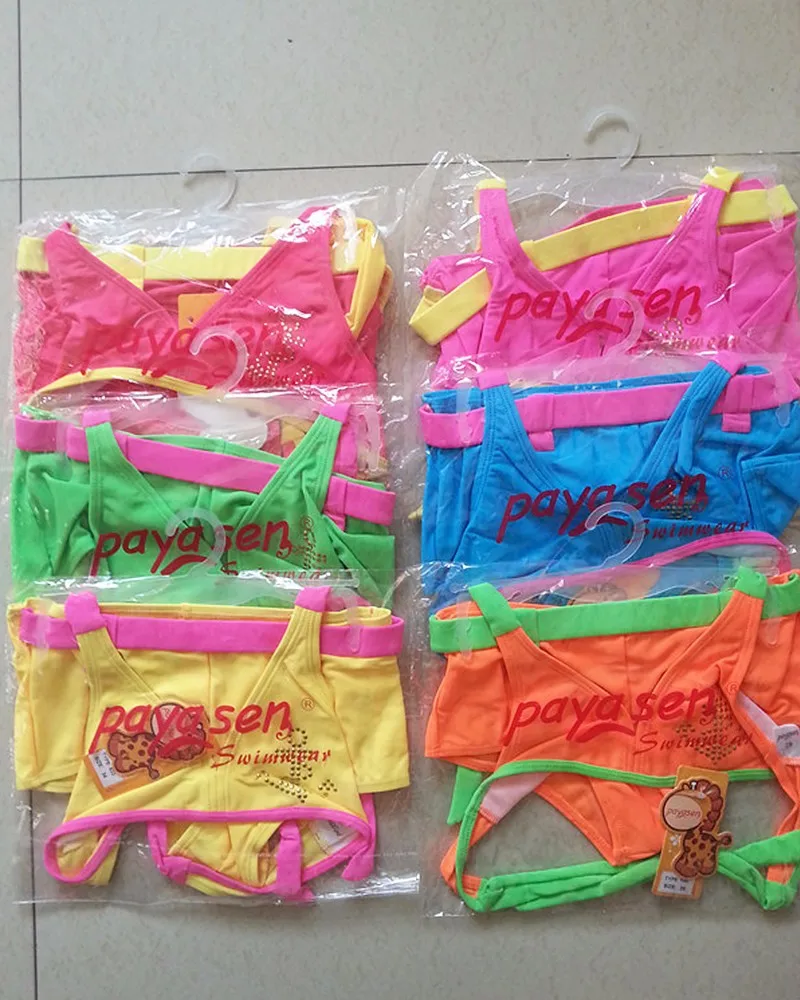 Hiheart 2015 Summer Brand Kids Swimwear Halter Bikini Top+bottom ...