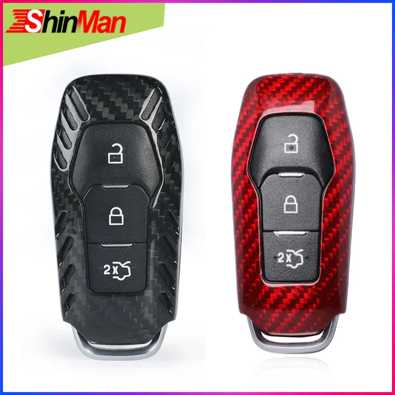 ShinMan Koolstofvezel autosleutel Geval sleutel shell Klep Voor Ford ...