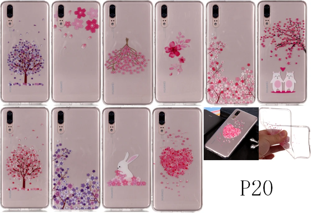 Case For Huawei P20 simple fashion flower brand brand transparent ...