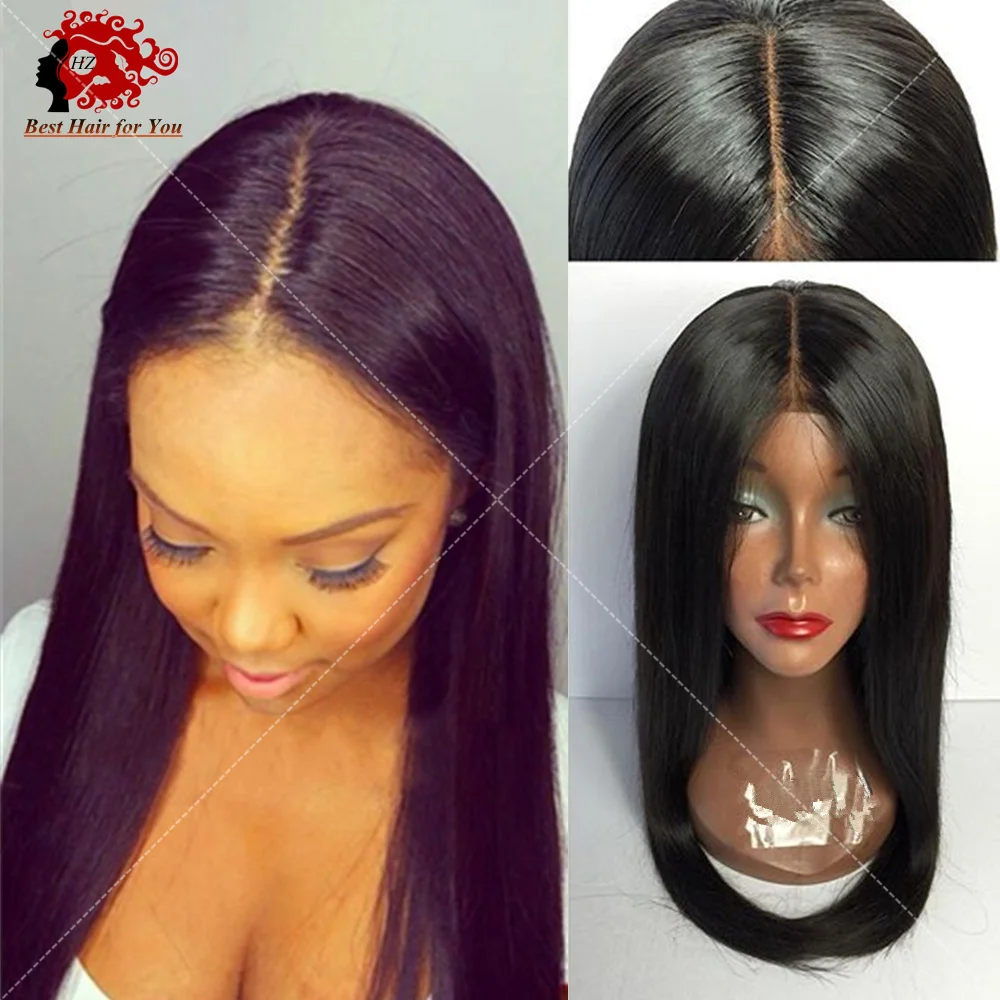 Middle Part 4*4'' Silk Base Glueless Full Lace Wigs with Natural Scalp ...