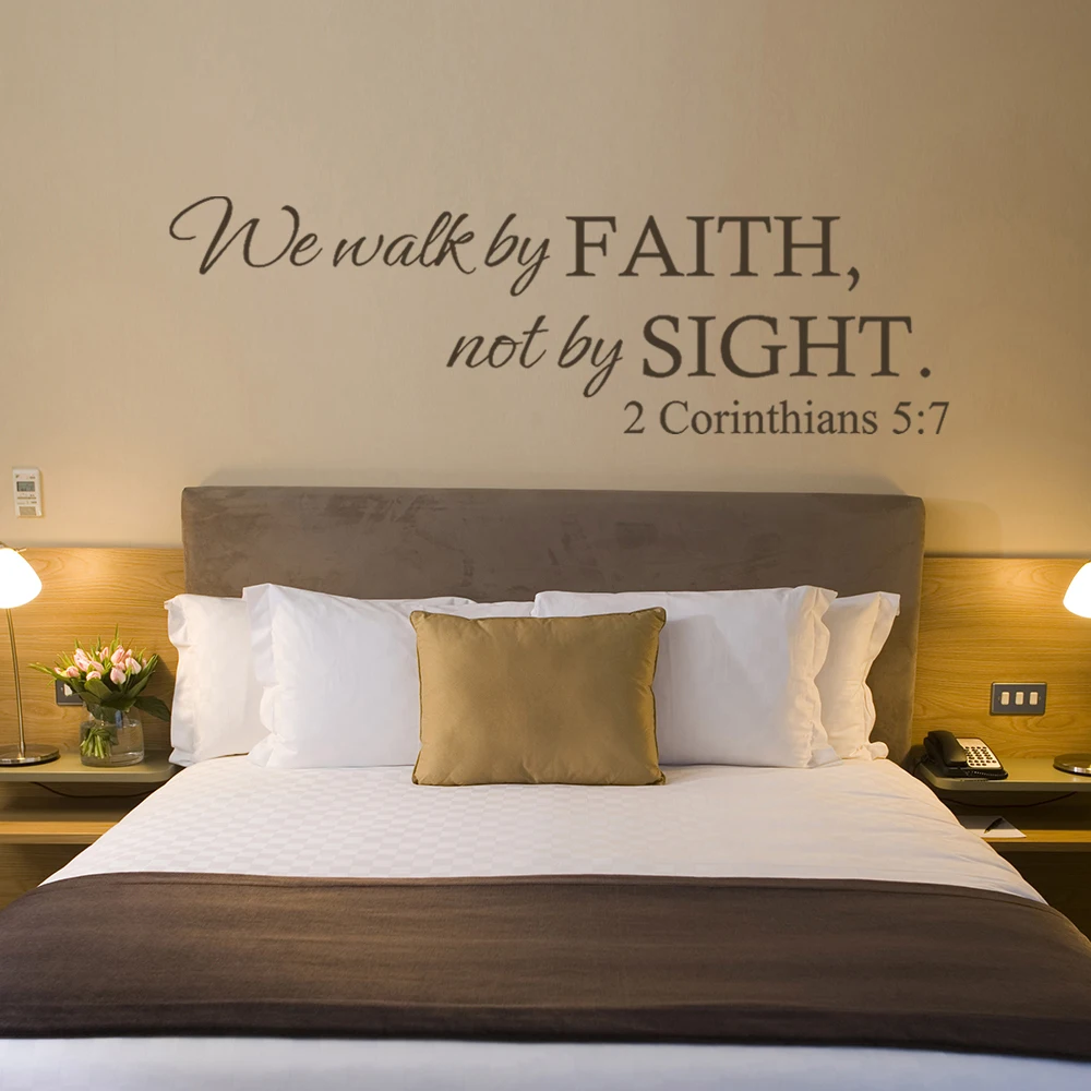 We Walk By Faith,Not By Sight Inspirational Religious Bible Wall Quote ...